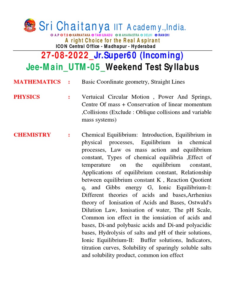 01 27-08-2022 JR - Super60 (Incoming) Jee-Main UTM-05 Weekend Test ...