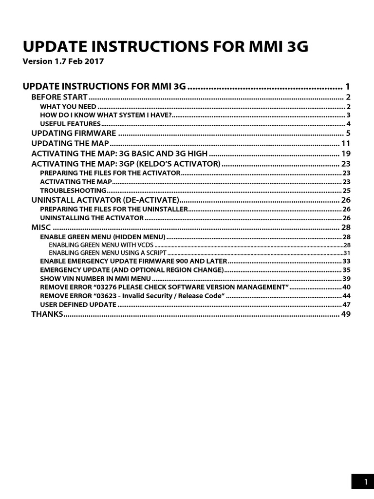 Update Instructions For MMI 3G v1.7 | PDF | Booting | Computer Architecture