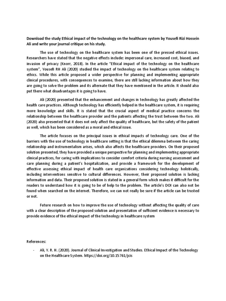 Article Critique. | PDF | Health Care | Health System