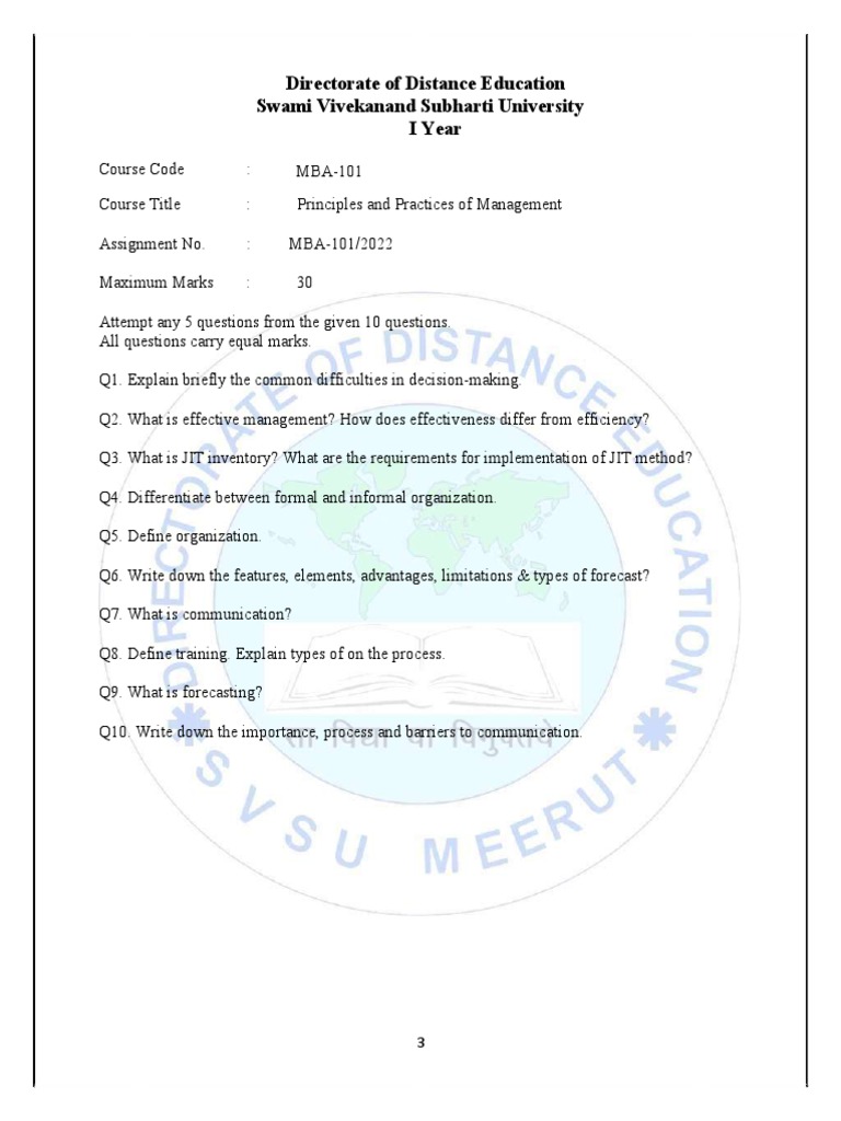 Principles of Management MBA 101 | PDF