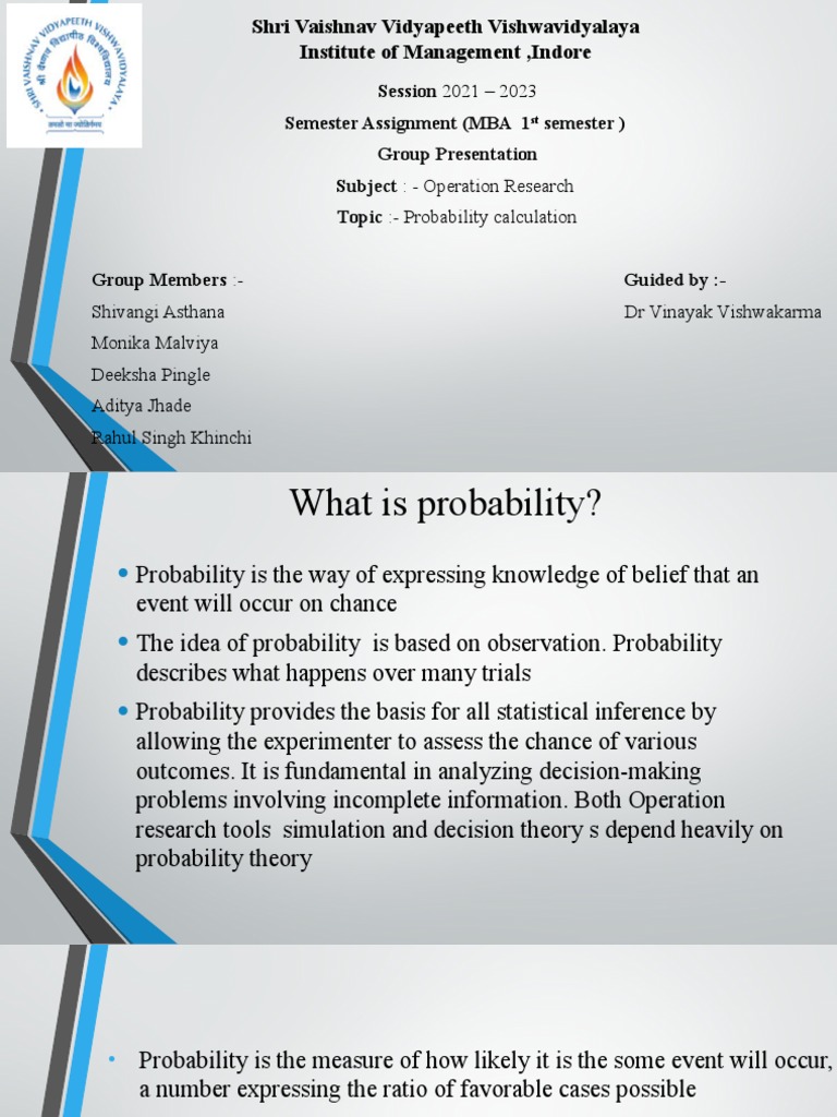Probability Calculations in Operations Research | PDF | Probability | Odds