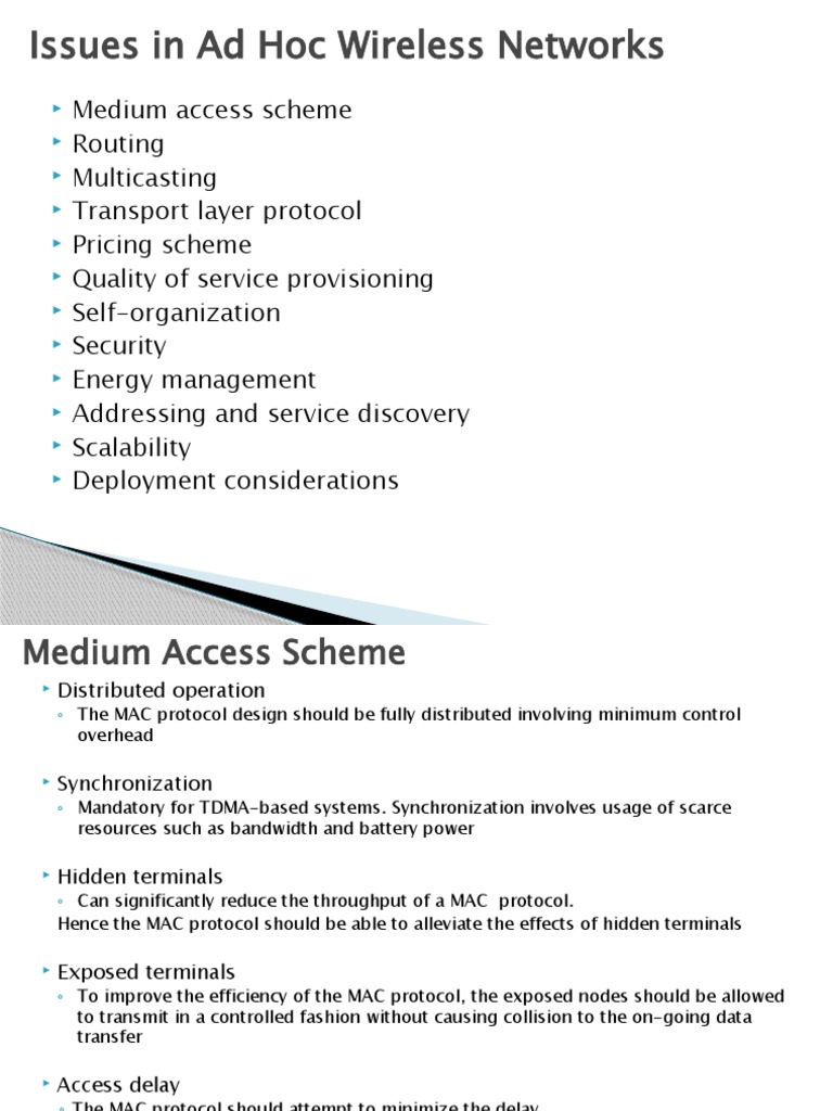 Issues in Ad Hoc Wireless Networks | PDF | Wireless Ad Hoc Network ...