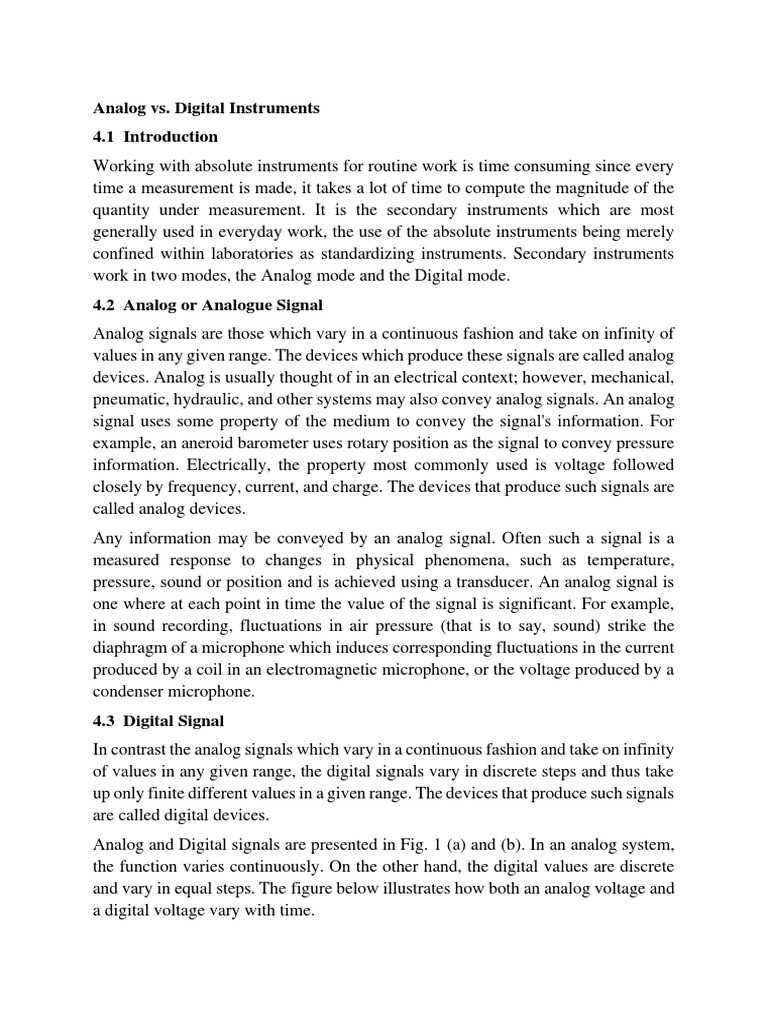 Analog Vs Digital Instruments Pdf Analog To Digital Converter