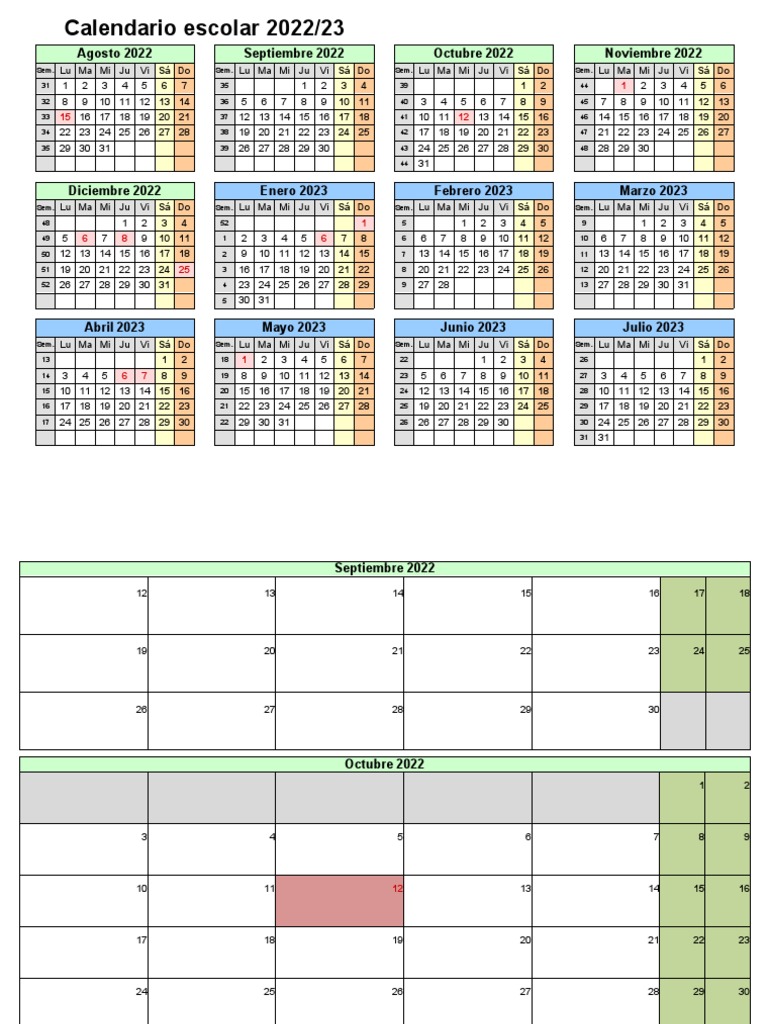 Calendario Escolar 2022 2023 | PDF