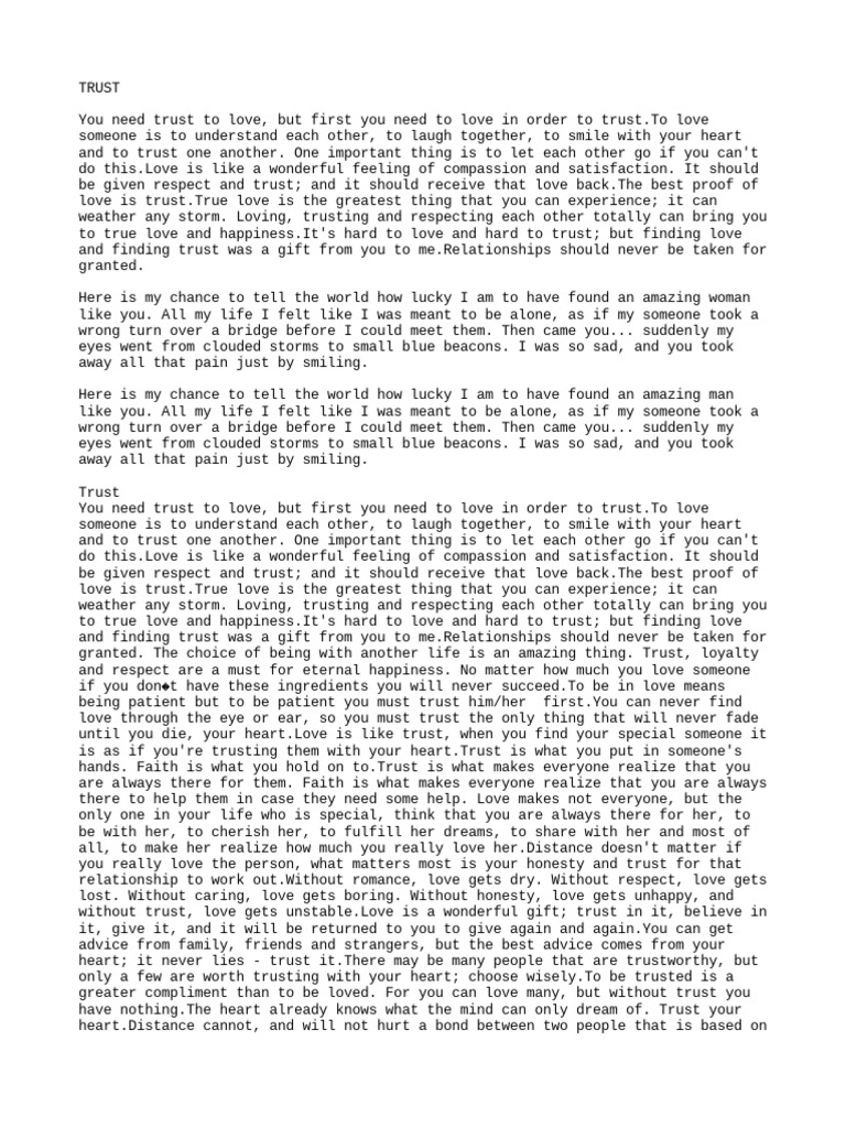 Format For Trust | PDF | Love | Feeling