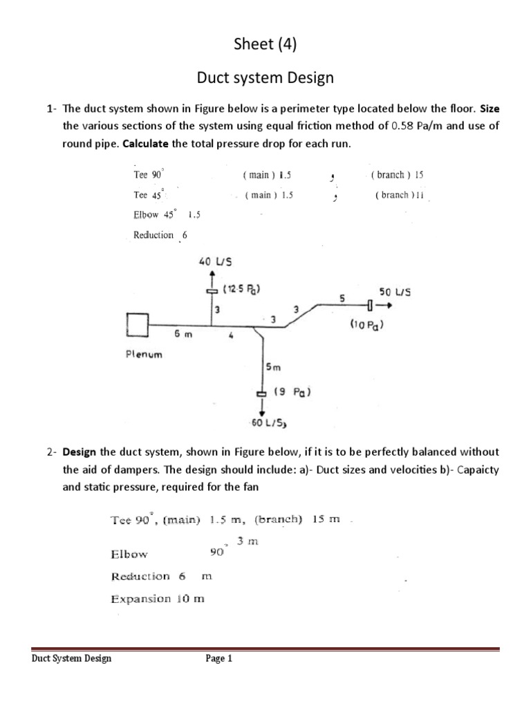 Duct System Design Sheet | PDF