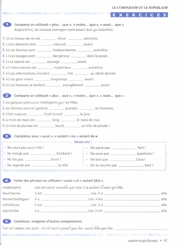Exercices Comparatifs et Superlatifs en Français | PDF