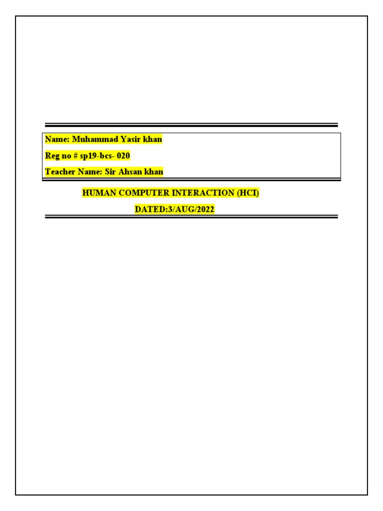 Hci Lab Final 1 | PDF | Usability | Design Hci Lab Final 1 | PDF | Usability | Design