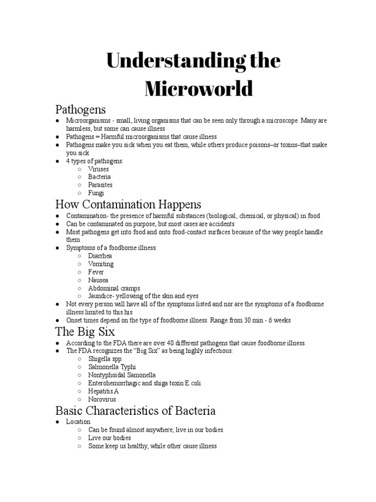 Understanding The Microworld | PDF | Foods | Pathogen