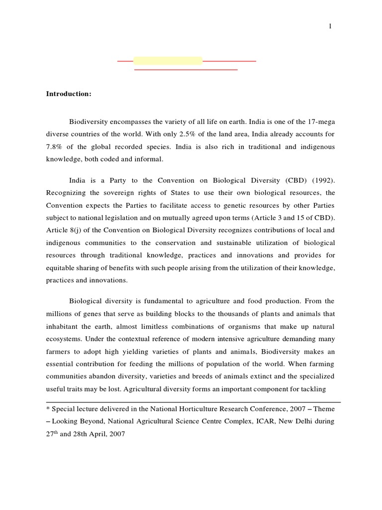 Unit II Notes IPR | PDF | Biodiversity | Conservation Biology