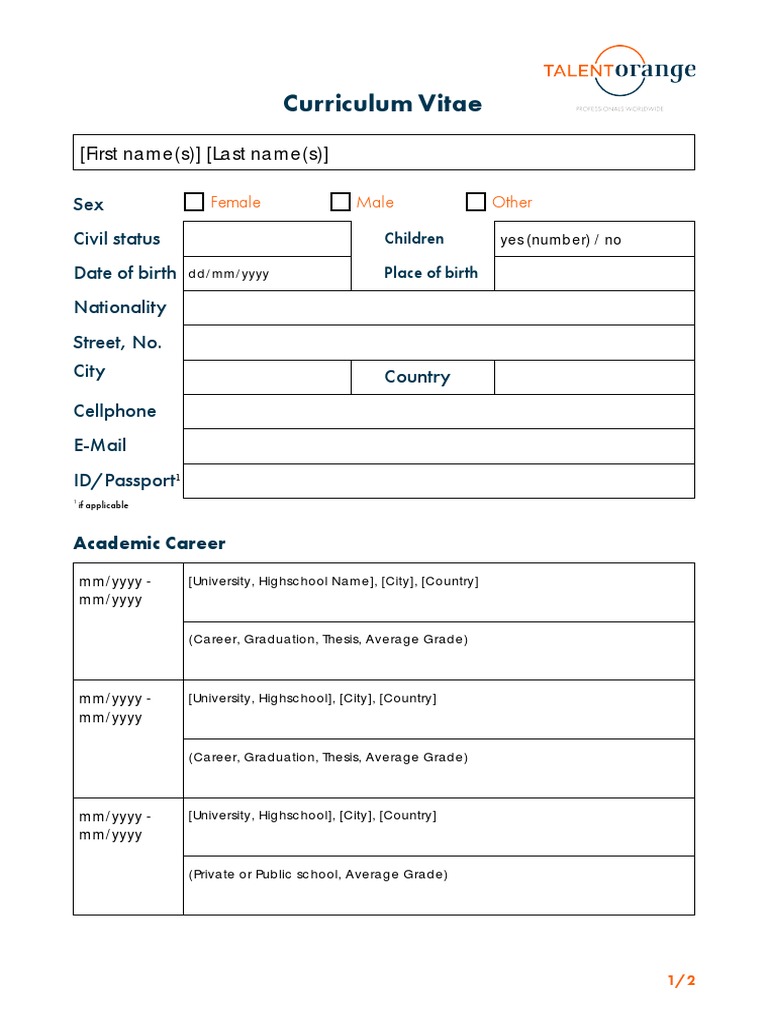 CV TalentOrange Templeate | PDF