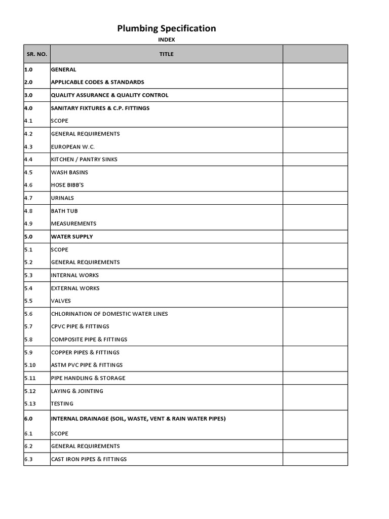 05 Plumbing Specification | PDF | Plumbing | Pipe (Fluid Conveyance)