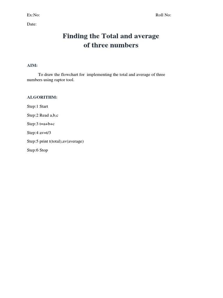 Finding The Total and Average of Three Numbers | PDF | Area | Computer Program