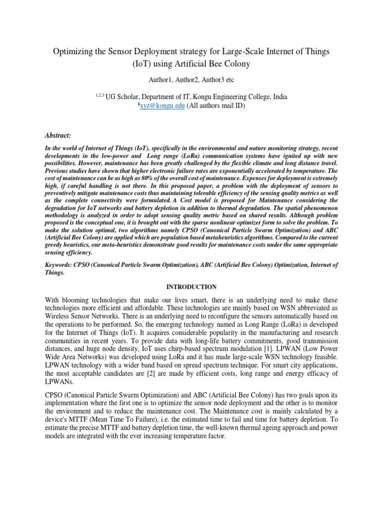 Optimizing The Sensor Deployment Strategy For Large-Scale Internet of Things (IoT) Using ...