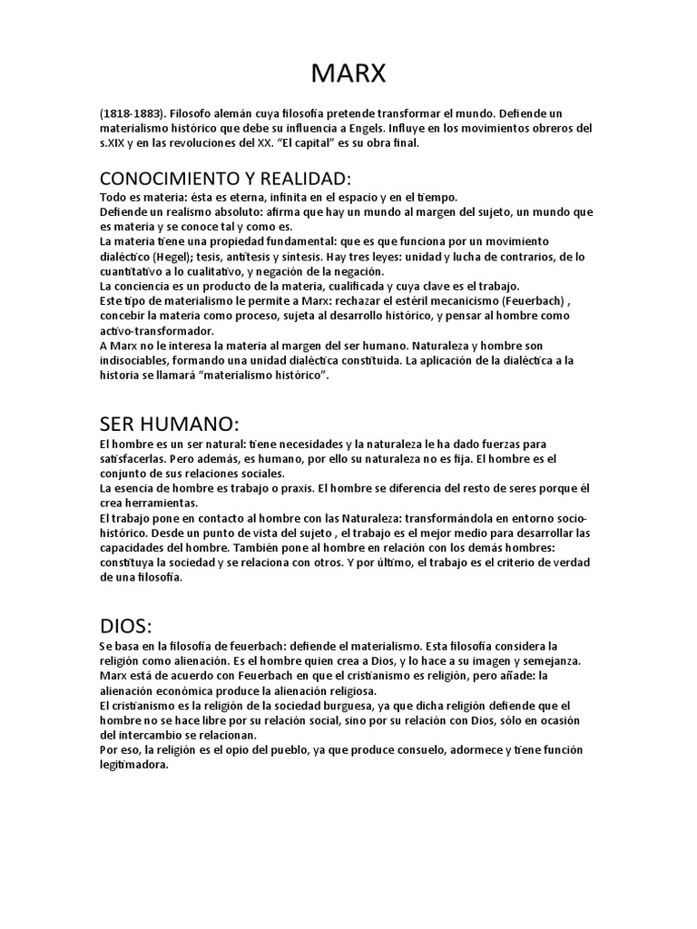 MARX | PDF | La teoría de la alienación de Marx | Karl Marx