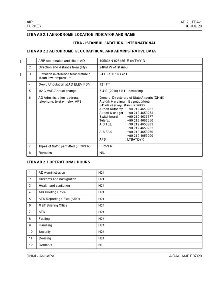 LTBA Istanbul Airport Overview | PDF | Transponder (Aeronautics) | Air ...