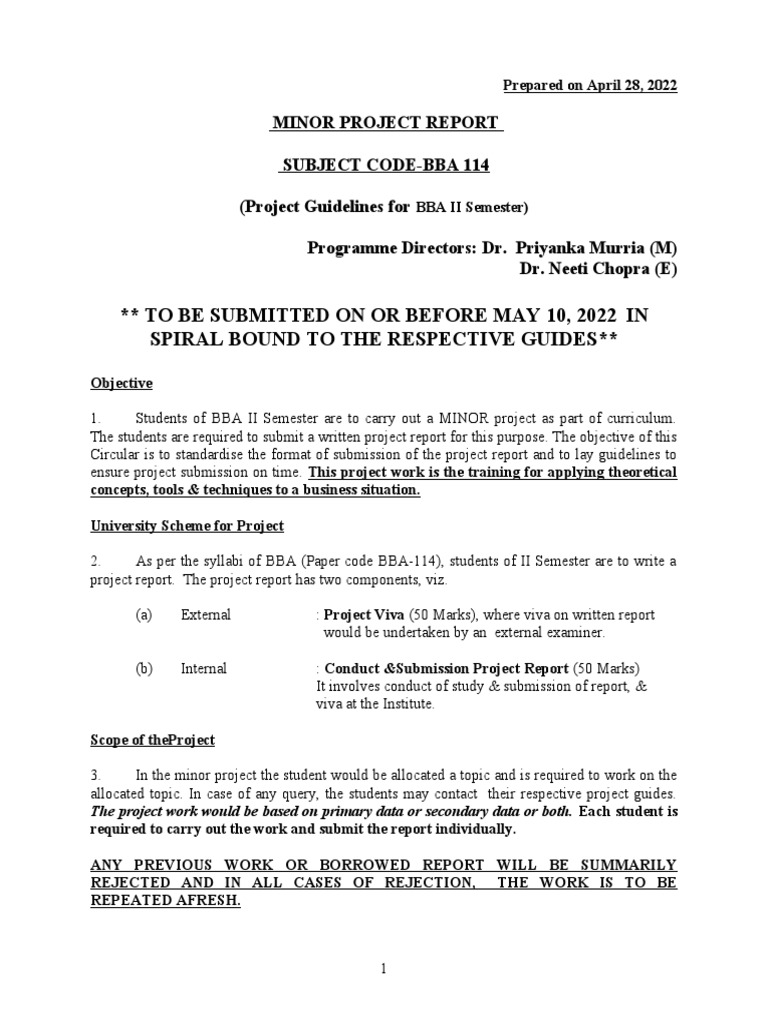 Project Guidelines For II Sem MAIN | PDF