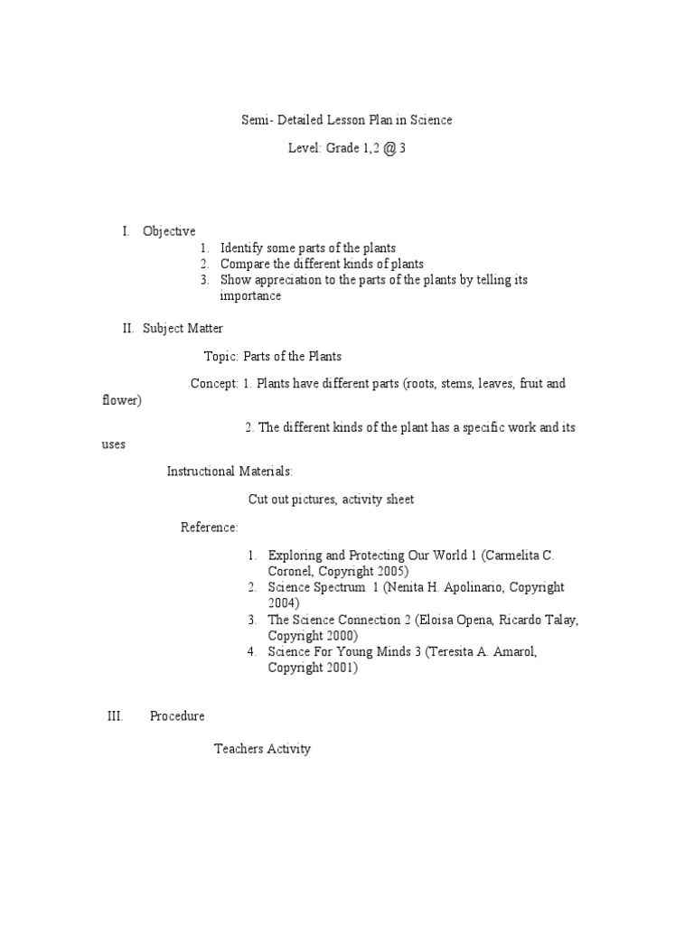 Dokumen - Tips - Multi Grade Semi Detailed Lesson Plan 5584540c27ad4 | PDF | Plants | Flowers