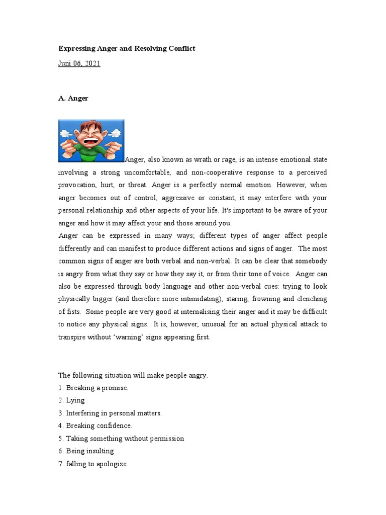Expressing Anger and Resolving Conflict | PDF | Anger | Body Language