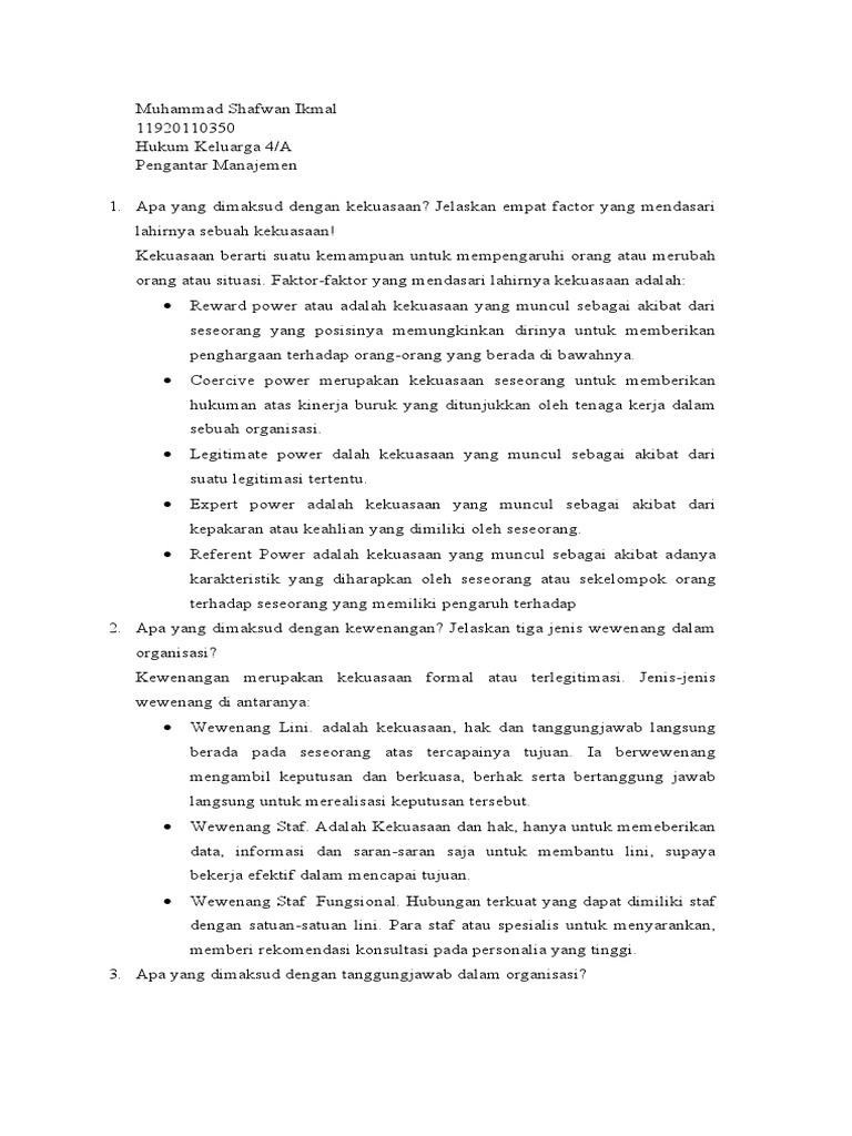 Muhammad Shafwan Ikmal Pengantar Manajemen Tugas 7 | PDF