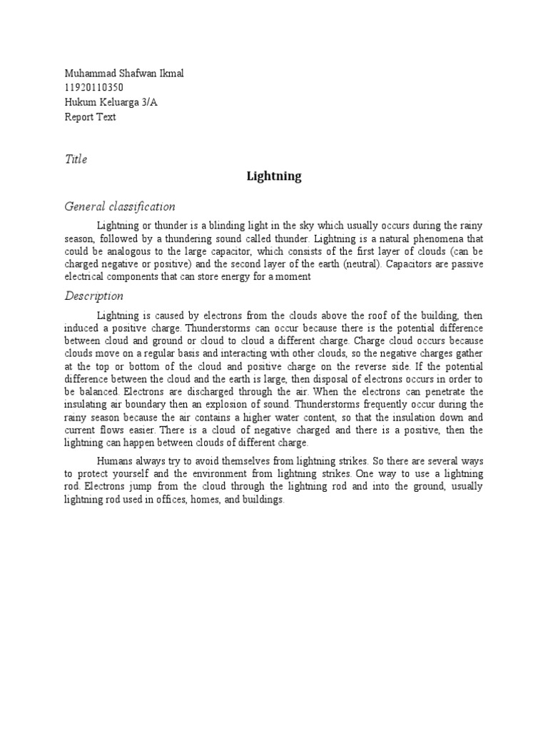 Muhammad Shafwan Ikmal Report Text-Lightning | PDF | Lightning | Cloud