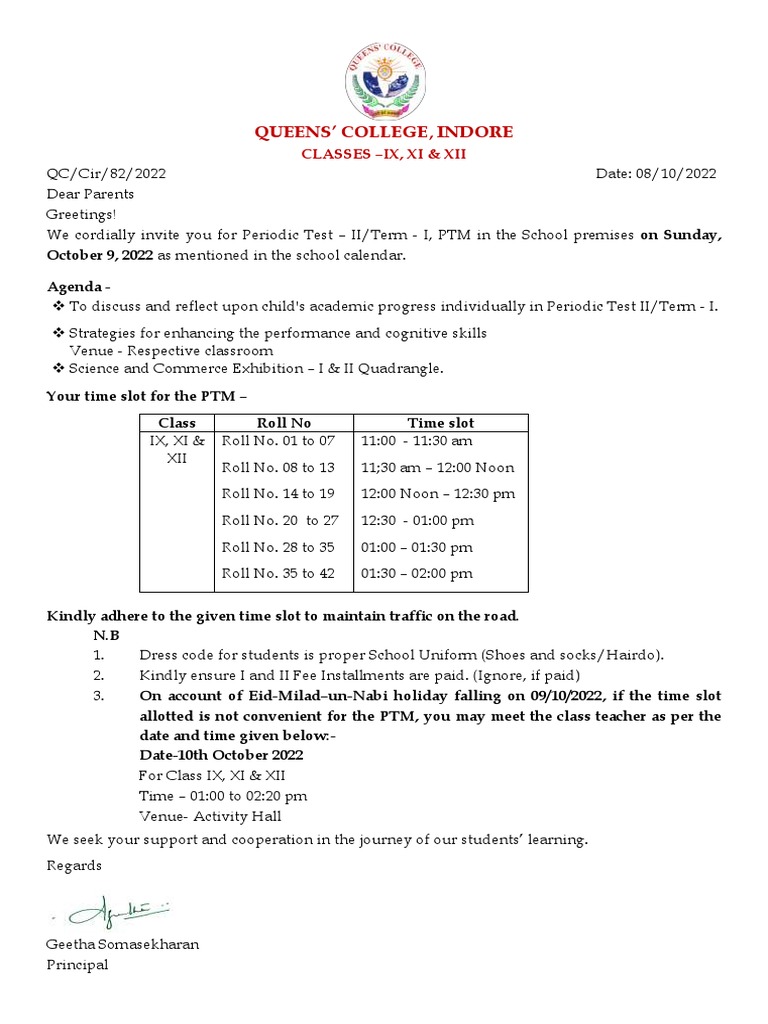 PTM Circular Ix, Xi & Xii | PDF