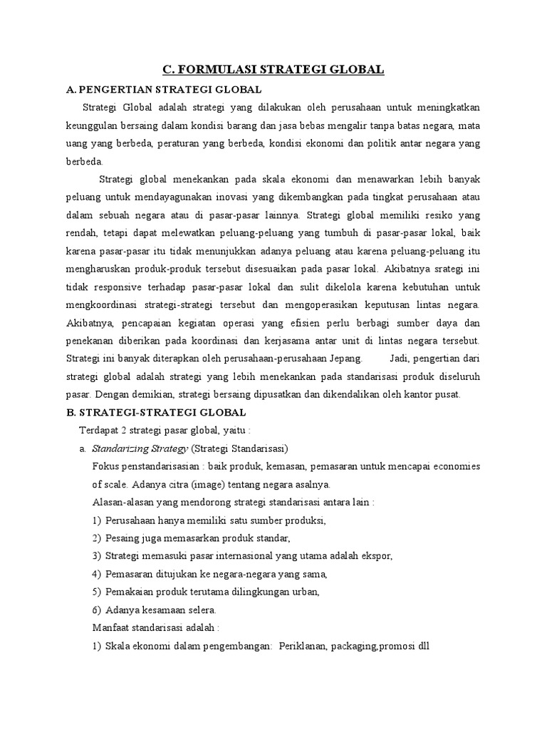 Pengertian dan Strategi Global | PDF