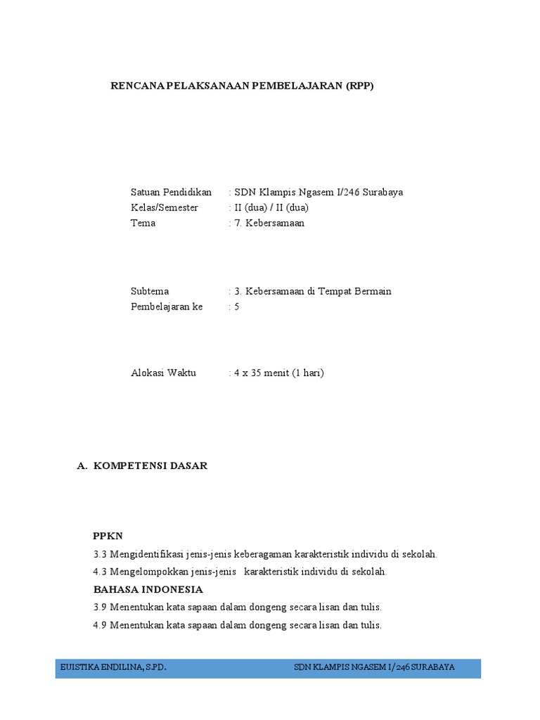 Contoh RPP Euis | PDF | Karier & Perkembangan