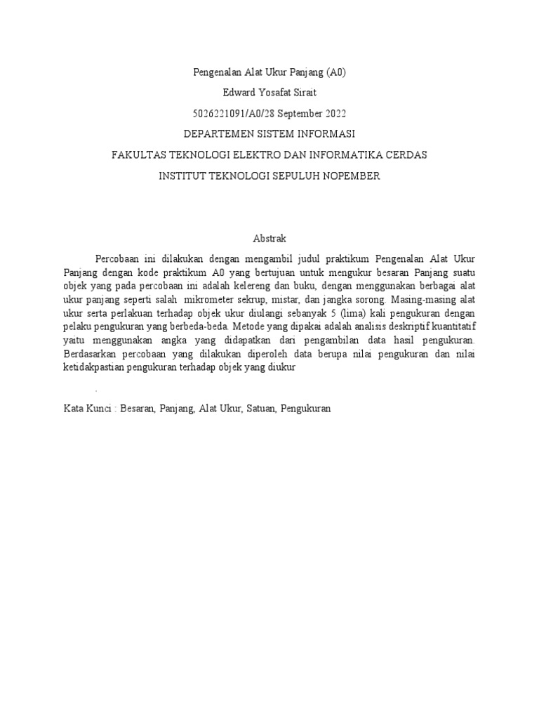 Jurnal - Edo - Pengenalan Alat Ukur Panjang | PDF