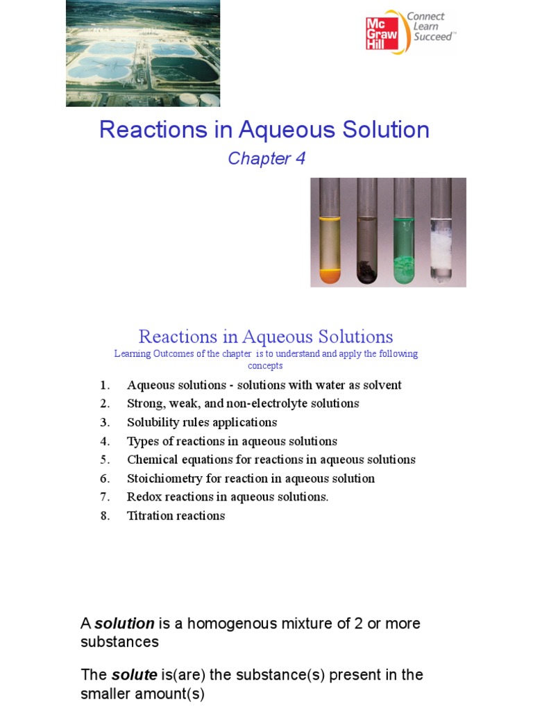 Chapter 4 Part 1 Reactions in Aqueous Solution | PDF | Aqueous Solution ...