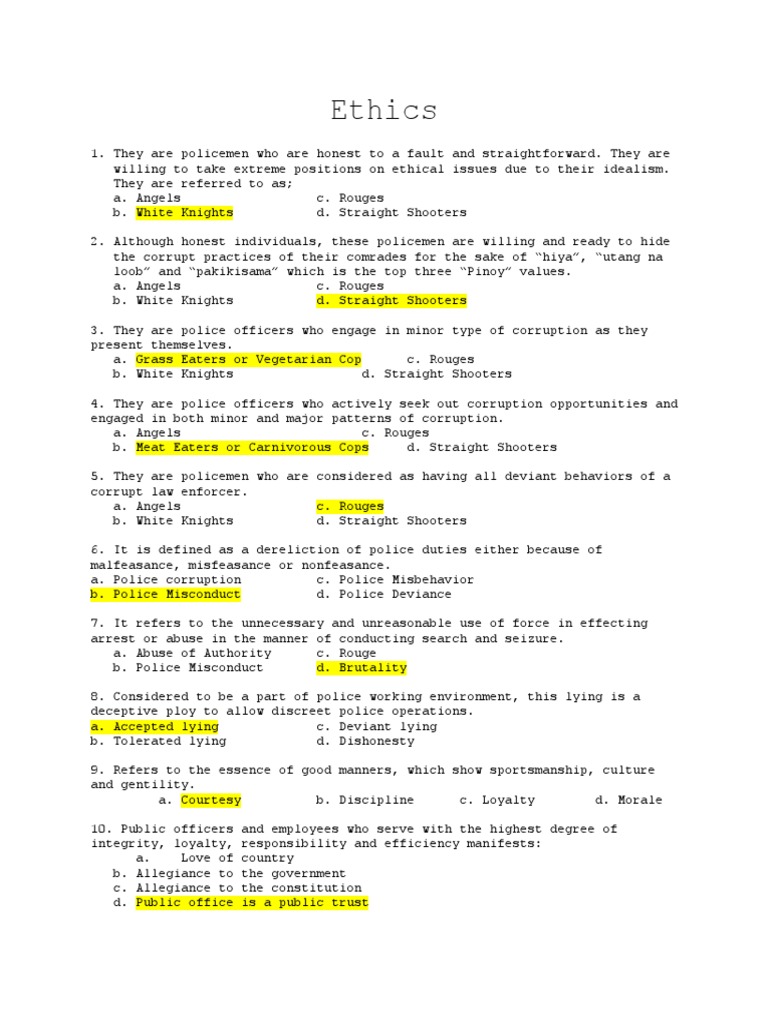 Ethics Pdf Police Morality