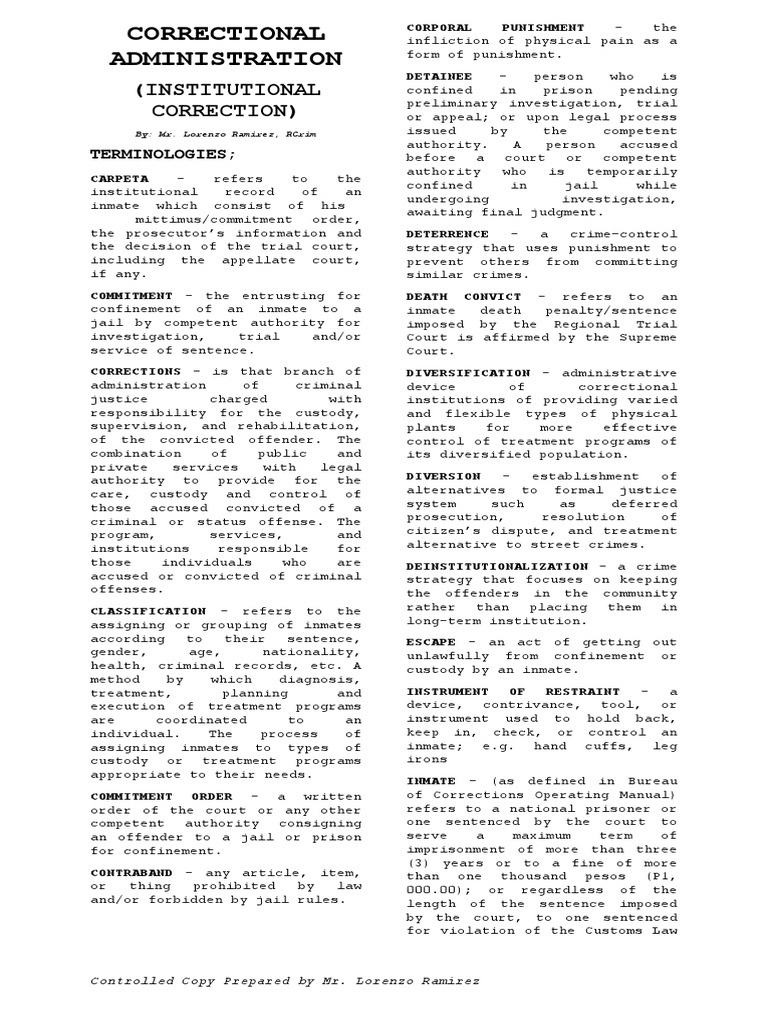 Correctional Administration: (Institutional Correction) | PDF | Prison ...