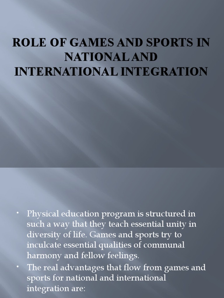 Role of Games and Sports in National and | PDF | Friendship | Sports