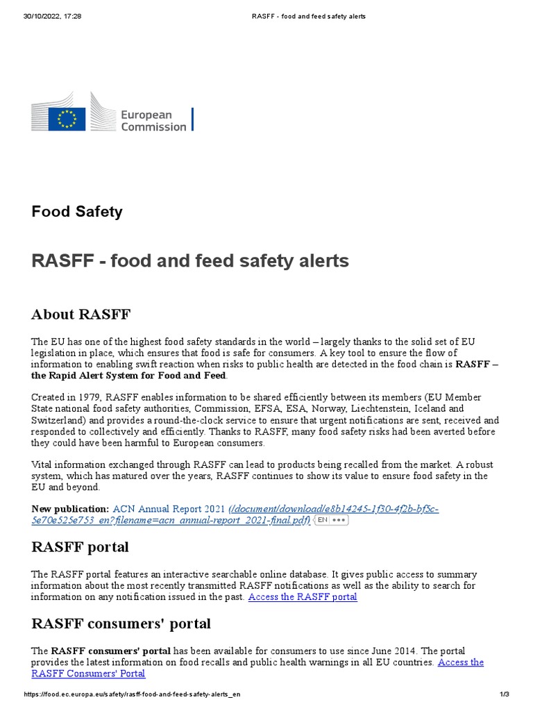 RASFF - Food and Feed Safety Alerts | PDF | Food Safety | European Union