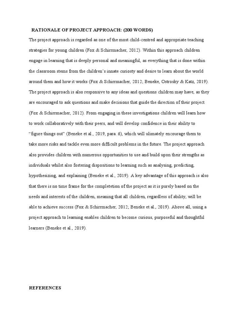 Rationale of Project Approach | PDF