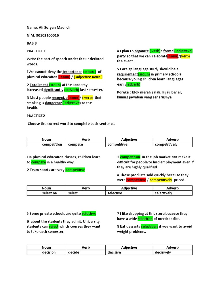 Ali Sofyan Maulidi - 30102100016 | PDF | Adverb | Adjective