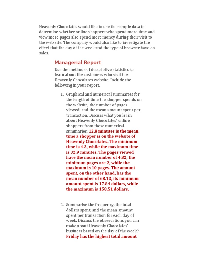 Managerial Report | PDF | Scatter Plot | Statistical Analysis