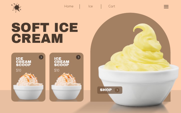 Beige Delicious Soft Ice Cream Desktop Prototype | PDF