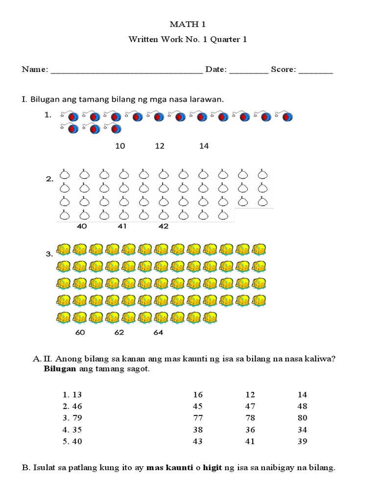 Grade 1 Summative Test in Math Modules 1-3 | PDF