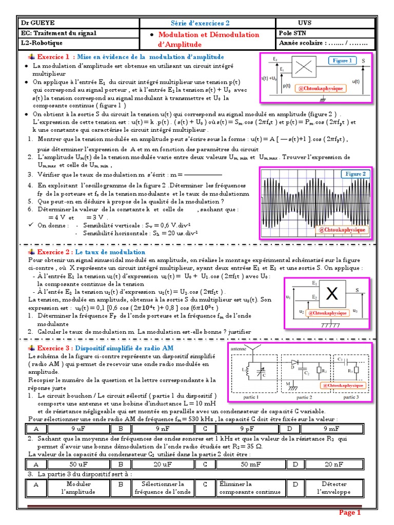 Modulation d'Amplitude : Exercices et Corrigés | PDF | Modulation | Vagues