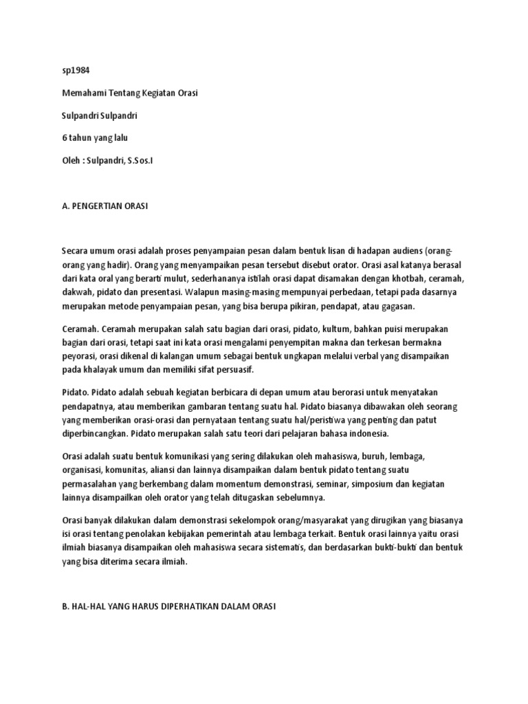 Materi Orasi 2 | PDF