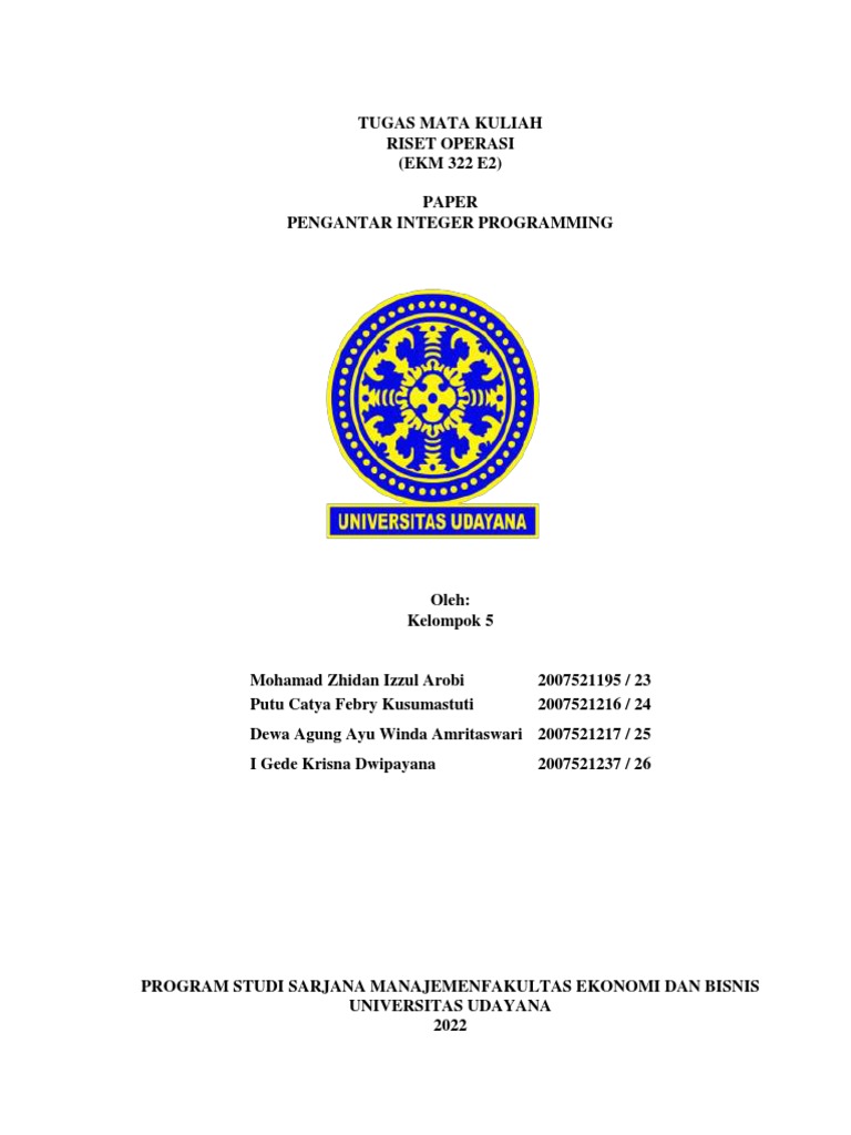 Kelompok 5 - Pengantar Integer Programming | PDF | Komputer
