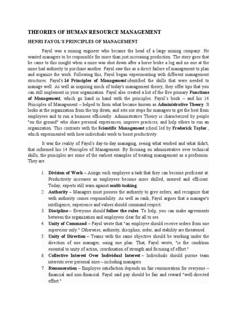 Theories of Human Resource Management | PDF | Capitalism | Behavioural ...