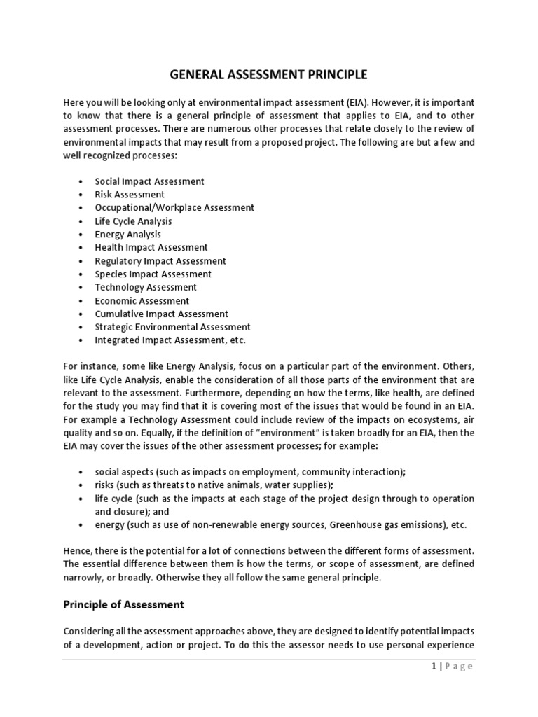 General Assessment Principle | PDF | Environmental Impact Assessment ...
