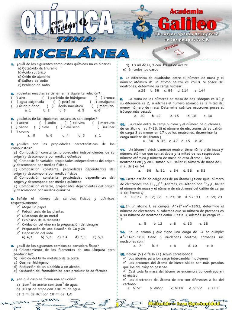 Miscelánea 1 - Hs A1 | PDF | Compuestos químicos | Química