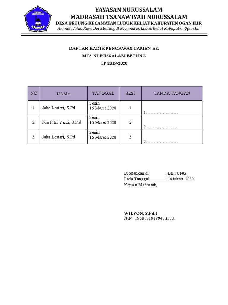 Daftar Hadir Rapat PPK | PDF