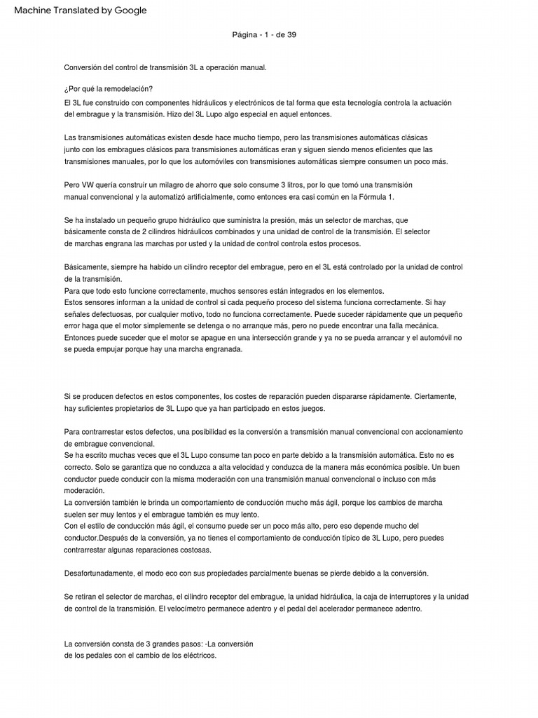 Manual Conversion A Manual Lupo3l En Español Pdf Transmisión Manual