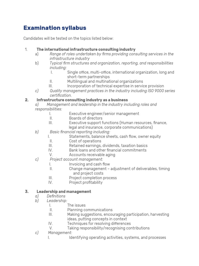 Examination Syllabus | PDF | Consultant | Corporate Social Responsibility