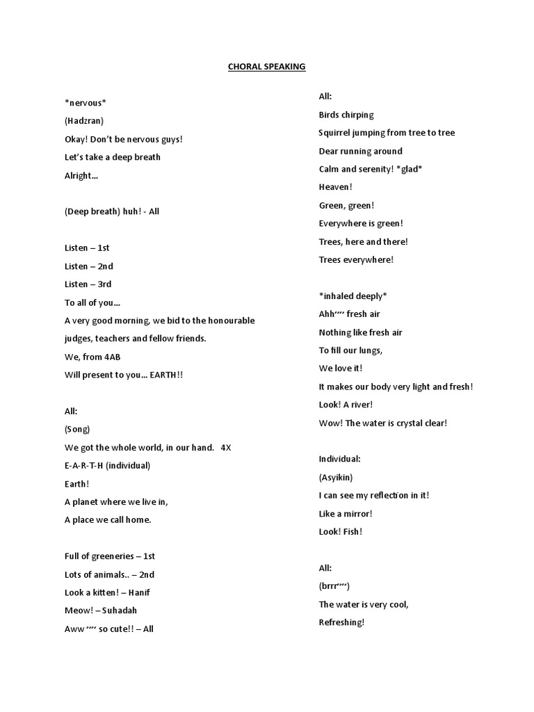 Script Choral Speaking | PDF