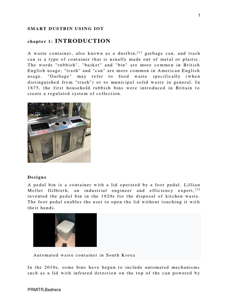 Smart Dustbin Project Report | PDF | Self-Improvement